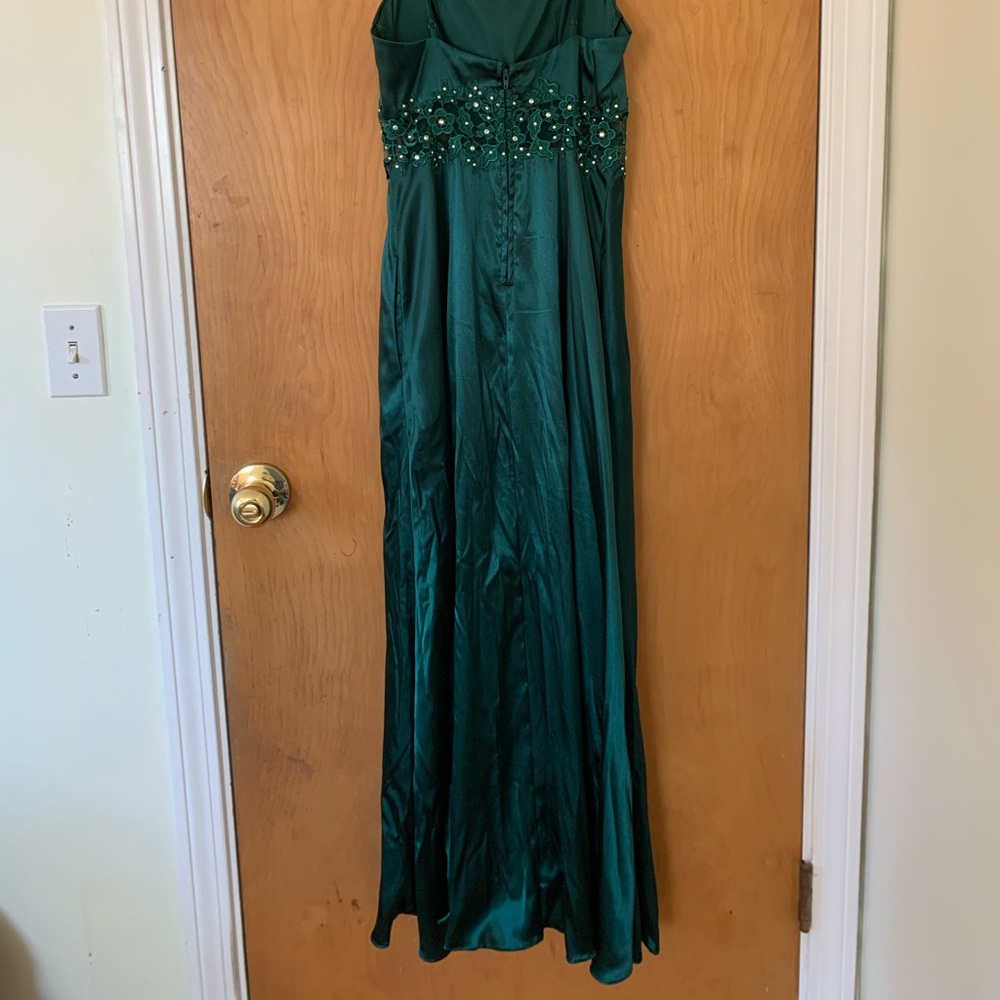 Emerald Green Satin Prom Dress - Gem